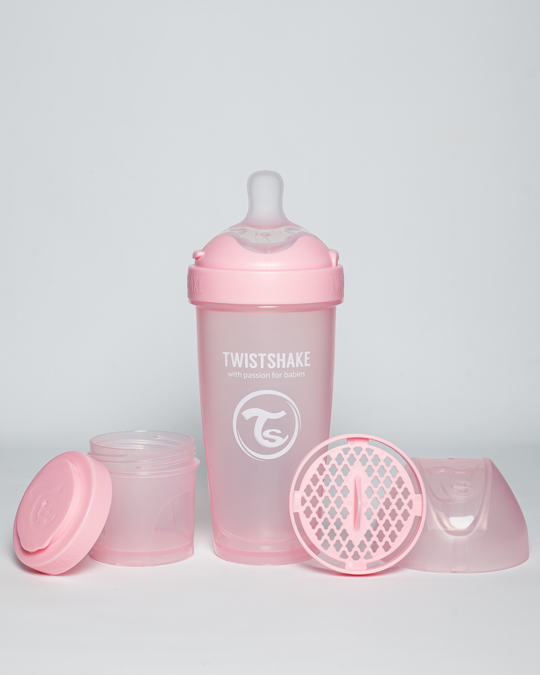 Pro Double Anti-Colic Baby Bottle 330ml - Pastel Pink - Twistshake